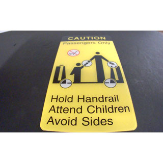 SIGN, CAUTION HOLD HANDRAIL/STRLR - Adams Elevator Spare Parts
